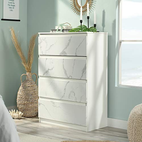 Sauder Hudson Court Chest of Drawers, L: 31.50" x W: 15.67" x H: 44.69", Pearl Oak Finish