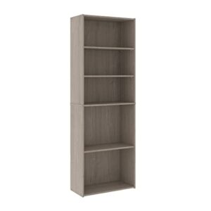 sauder beginnings 5-shelf bookcase, silver sycamore finish