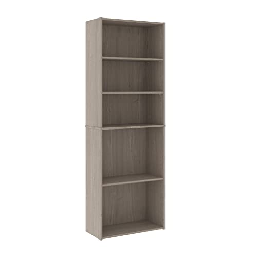 Sauder Beginnings 5-Shelf Bookcase, Silver Sycamore Finish