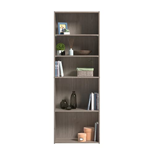 Sauder Beginnings 5-Shelf Bookcase, Silver Sycamore Finish