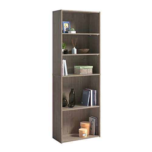 Sauder Beginnings 5-Shelf Bookcase, Silver Sycamore Finish