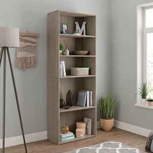 Sauder Beginnings 5-Shelf Bookcase, Silver Sycamore Finish