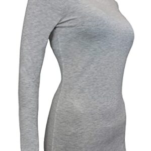 M&M SCRUBS Women's Under Scrub Tee Soft and Breathable Crew Neck Long Sleeve T-Shirt(Heather Charcoal, Small)