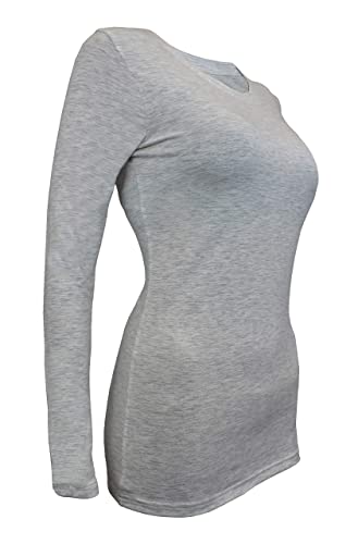 M&M SCRUBS Women's Under Scrub Tee Soft and Breathable Crew Neck Long Sleeve T-Shirt(Heather Charcoal, Small)