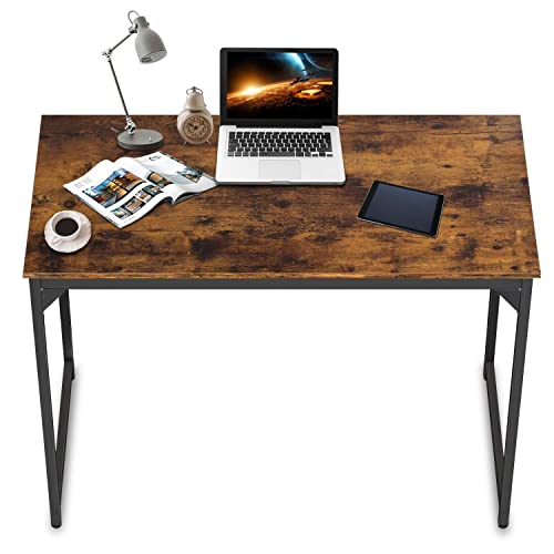 HCB Computer Desk 47inch Home Office Desk Writing Study Table Modern Simple Style PC Desk with Black Metal Frame(Brown),47inchx24inchx29inch