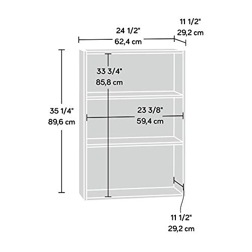 Sauder Beginnings Bookcase, L: 24.57" x W: 11.5" x H: 35.28", Silver Sycamore Finish