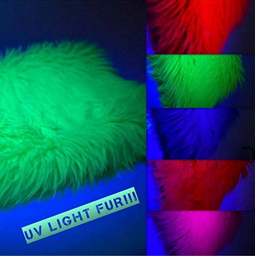 UV Reactive Solid Shaggy Faux Fur Fabric Sold by The Yard DIY Coats Costumes Scarfs Accessories Fashion (Neon Green)