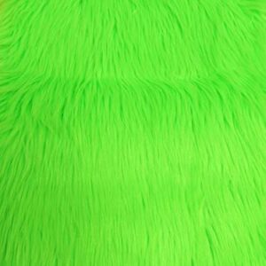 UV Reactive Solid Shaggy Faux Fur Fabric Sold by The Yard DIY Coats Costumes Scarfs Accessories Fashion (Neon Green)