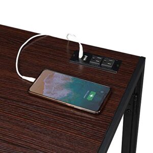 Convenience Concepts Xtra Folding Desk with Charging Station, Espresso/Black