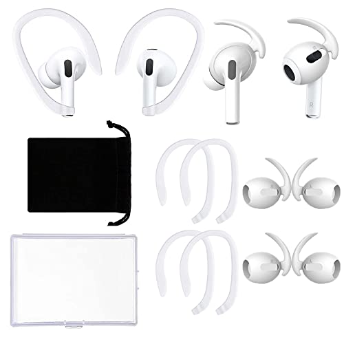 4 Pairs Ear Hooks Ear Covers Compatible with Apple AirPods 3 and AirPods Pro, Anti-Drop Ear Covers AirPods Accessories for Running, Cycling and Other Indoor-Outdoor Activities (White)