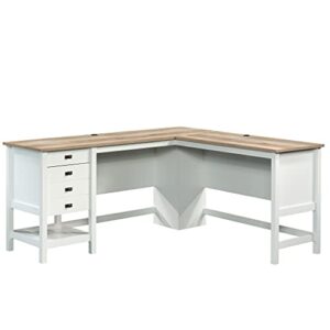 sauder cottage road l-desk, l: 65.11" x w: 58.66" x h: 29.76", soft white finish