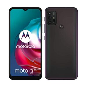 moto g30 (128gb, 6gb) 6.5" dual sim gsm unlocked 4g lte, international model xt2129-2 (dark pearl)