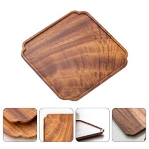 DOITOOL Wooden Serving Plate Decorative Wood Tray Square Wooden Food Serving Tray Food Service Platter Dish Table Decoration