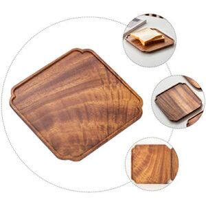 DOITOOL Wooden Serving Plate Decorative Wood Tray Square Wooden Food Serving Tray Food Service Platter Dish Table Decoration