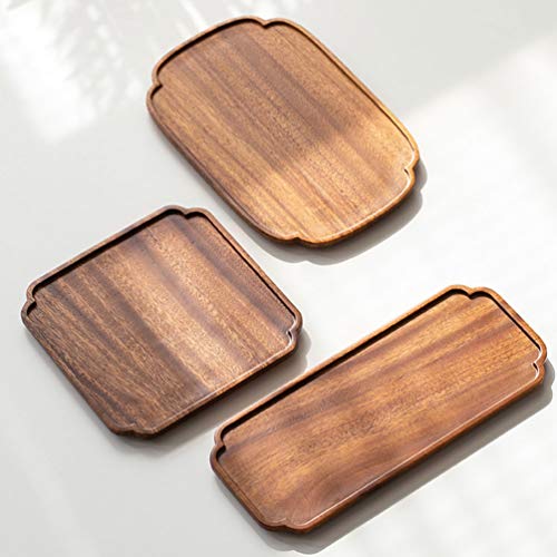 DOITOOL Wooden Serving Plate Decorative Wood Tray Square Wooden Food Serving Tray Food Service Platter Dish Table Decoration