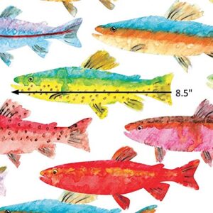 Printed Tissue Paper for Gift Wrapping with Design (Colorful Painted Fish), 24 Large Sheets (20x30)