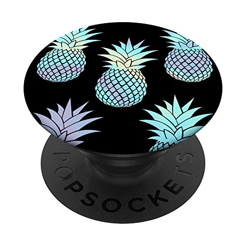 Rainbow Pineapple Pattern Black PopSockets Swappable PopGrip