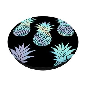 Rainbow Pineapple Pattern Black PopSockets Swappable PopGrip