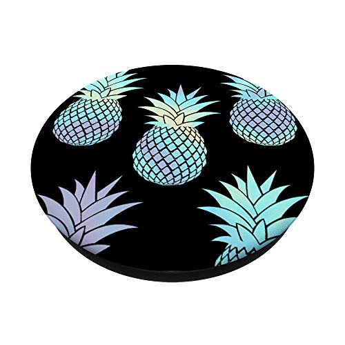 Rainbow Pineapple Pattern Black PopSockets Swappable PopGrip