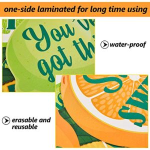 64 Pieces Lemon Cutouts School Bulletin Board Lemon Motivational Positive Sayings Cut-Outs Teacher Rewarded Paper Fruit Decorative Cutouts with Glue Point for Summer Lemonade Classroom Party