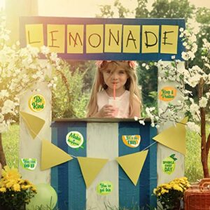 64 Pieces Lemon Cutouts School Bulletin Board Lemon Motivational Positive Sayings Cut-Outs Teacher Rewarded Paper Fruit Decorative Cutouts with Glue Point for Summer Lemonade Classroom Party