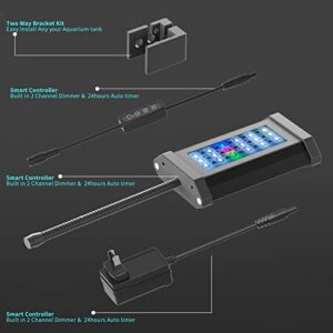 Lominie Planted Aquarium Light, 2-Channel Timer Dimmer Freshwater Small Fish Tank Light 6500K with Gooseneck for Planted Refugium Nano Tank (Bar10 Freshwater)