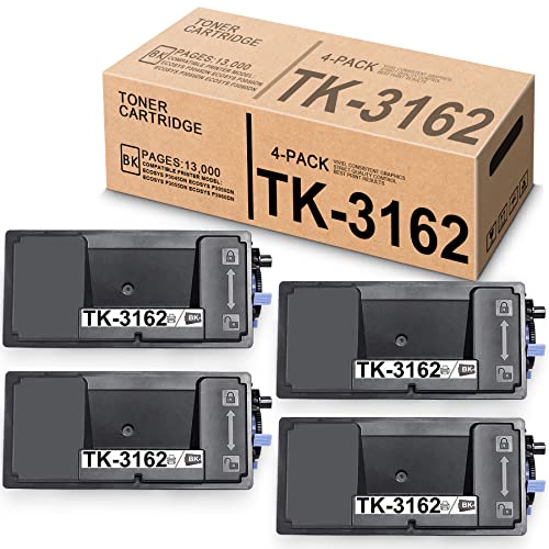 4 Pack Black TK3162 TK-3162 1T02T90US0 Toner Cartridge Replacement for Kyocera ECOSYS P3045dn P3050dn P3055dn P3060dn Toner Kit Printer