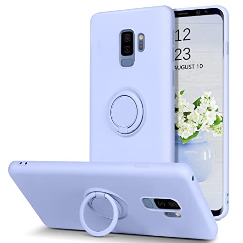 KANGYA Samsung Galaxy S9 Plus Case, Slim Silicone | Kickstand with 360° Ring Holder | Support Car Mount Samsung Galaxy S9+ Plus 6.2" Phone Case Cover for Girls Women, Purple