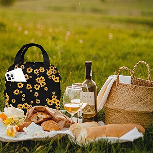 OMXNAQZ Sunflower Insulated Lunch Bag for Women with Containers Freezable Cooler Thermal Waterproof Lunch Box