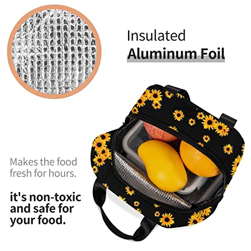 OMXNAQZ Sunflower Insulated Lunch Bag for Women with Containers Freezable Cooler Thermal Waterproof Lunch Box