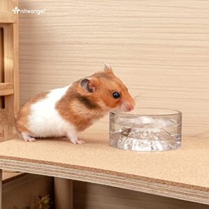 Niteangel Hamster Feeding & Water Bowls- Mount Fuji Series Glass Drinking Bowls for Dwarf Syrian Hamsters Gerbils Mice Rats or Other Similar-Sized Small Pets