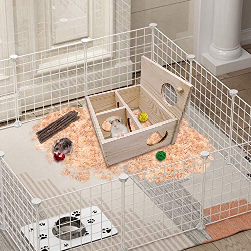 Tfwadmx Multi-Chamber Hamster House Maze Multi-Room Pine Wooden Hideouts Resting Platform Hut Exploring Tunnel Toys Habitats Decor for Mice, Gerbils, Gerbils, Mouse, Lemmings and Other Small Rodents