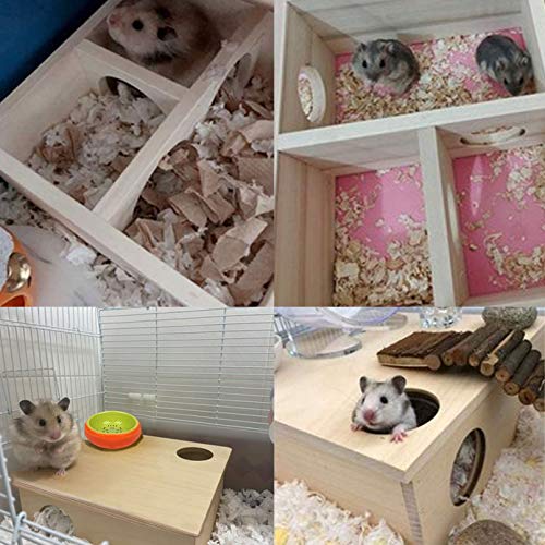 Tfwadmx Multi-Chamber Hamster House Maze Multi-Room Pine Wooden Hideouts Resting Platform Hut Exploring Tunnel Toys Habitats Decor for Mice, Gerbils, Gerbils, Mouse, Lemmings and Other Small Rodents