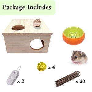 Tfwadmx Multi-Chamber Hamster House Maze Multi-Room Pine Wooden Hideouts Resting Platform Hut Exploring Tunnel Toys Habitats Decor for Mice, Gerbils, Gerbils, Mouse, Lemmings and Other Small Rodents