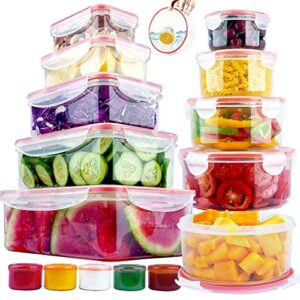 28 pcs food storage containers with airtight lids-(14 lids + 14 containers) freezer and microwave safe,leak proof, reusable and plastic stackable lunch containers for kitchen and pantry organization