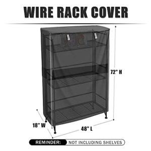 MOLLYAIR Shelf Cover Storage Rack Cover Used to Cover Sundries, 48x18x72in Grey