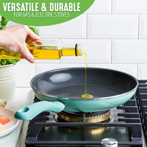 GreenLife Soft Grip Diamond Healthy Ceramic Nonstick, 8" Frying Pan Skillet, PFAS-Free, Dishwasher Safe, Turquoise