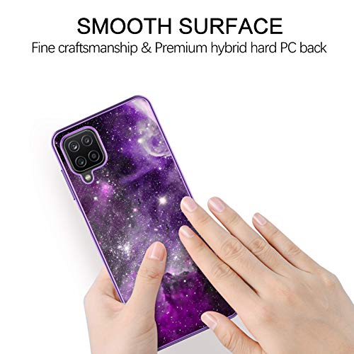 BENTOBEN Compatible with Samsung Galaxy A12 Case, Slim Fit Glow in The Dark Hybrid Hard PC Soft TPU Bumper Drop Protective Girls Women Men Phone Cover for Samsung A12 6.5", Purple Galaxy