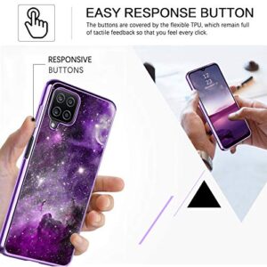 BENTOBEN Compatible with Samsung Galaxy A12 Case, Slim Fit Glow in The Dark Hybrid Hard PC Soft TPU Bumper Drop Protective Girls Women Men Phone Cover for Samsung A12 6.5", Purple Galaxy