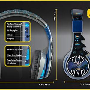 eKids Batman Bluetooth Headphones for Kids, Wireless Headphones with Microphone for Video Call or Zoom Meeting, for Fans of Batman Merchandise and Gifts