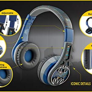 eKids Batman Bluetooth Headphones for Kids, Wireless Headphones with Microphone for Video Call or Zoom Meeting, for Fans of Batman Merchandise and Gifts