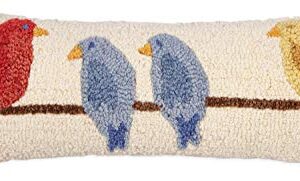 Chandler 4 Corners Artist-Designed Birds on a Wire Hand-Hooked Wool Decorative Throw Pillow (8” x 24”)