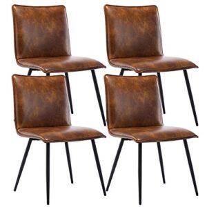 duhome pu leather dining chairs kitchen chairs set of 4 side chair for dining room living room yellowish-brown