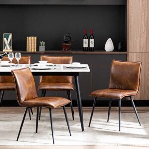 DUHOME PU Leather Dining Chairs Kitchen Chairs Set of 4 Side Chair for Dining Room Living Room Yellowish-Brown