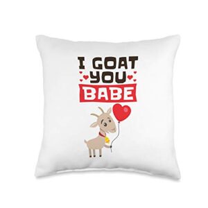 goat valentine's day gifts valentine i goat you babe throw pillow, 16x16, multicolor