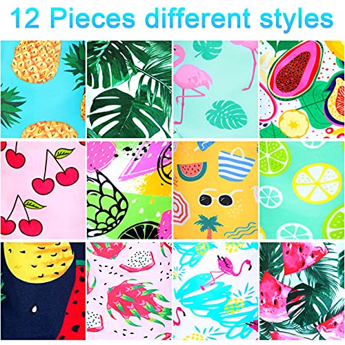 12 Pieces Dog Pet Summer Bandanas Washable Fruit Dog Bandanas Triangle Dog Bibs Scarf Assortment Pet Kerchief Dog Scarf Accessories for Small Medium Size Pets (Summer Patterns, M)