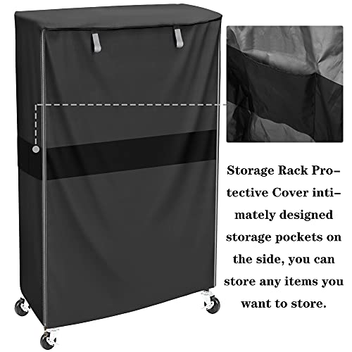 MOLLYAIR Utility Racks Cover,Shelf Cover,Wire Rack Cover Storage Rack Cover Used to Cover Sundries (36x18x72 inch, grey and black)