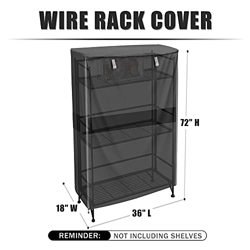 MOLLYAIR Utility Racks Cover,Shelf Cover,Wire Rack Cover Storage Rack Cover Used to Cover Sundries (36x18x72 inch, grey and black)