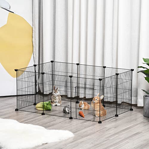 PawHut Pet Playpen Small Animal Cage 22 Panels Portable Metal Wire Yard Fence with Door for Rabbit Chinchilla Hedgehog Guinea Pig