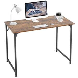 fdw computer desk home office desk gaming desk corner writing black large 47”l x 23”w student art modren simple style pc wood and metal desk workstation for small space，vintage